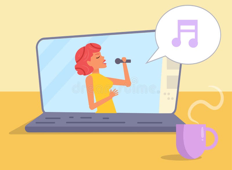 Online Vocal Lesson Vector. Stock Vector - Illustration of performance ...