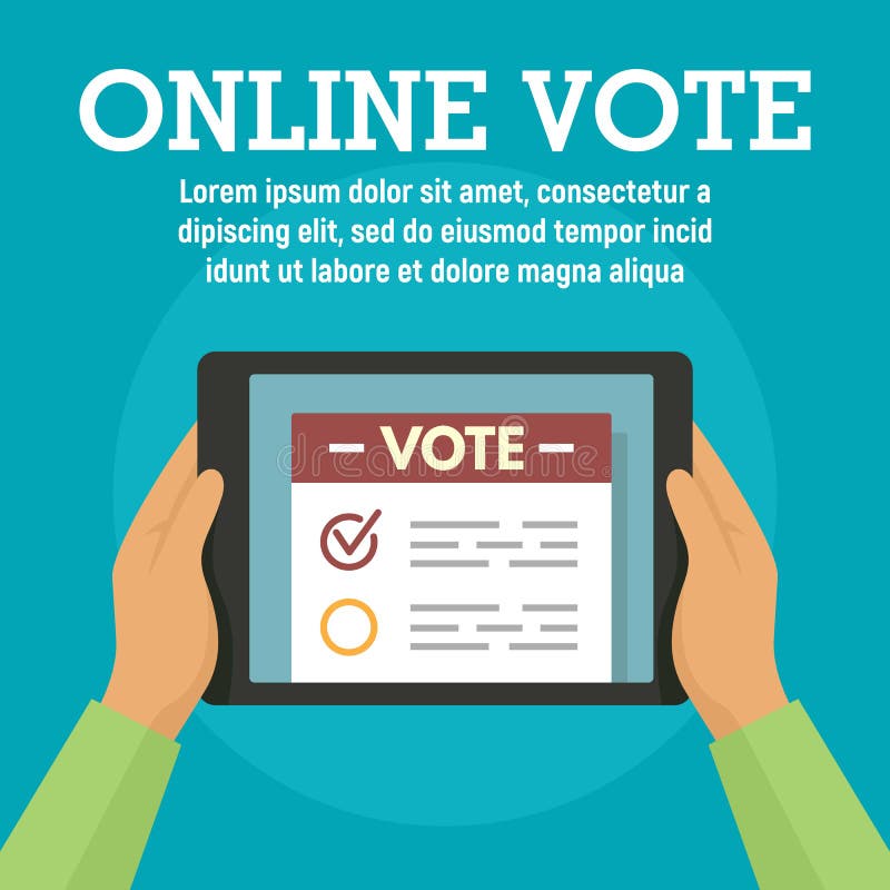 Online Vote on Tablet Concept Banner, Flat Style Stock Vector ...