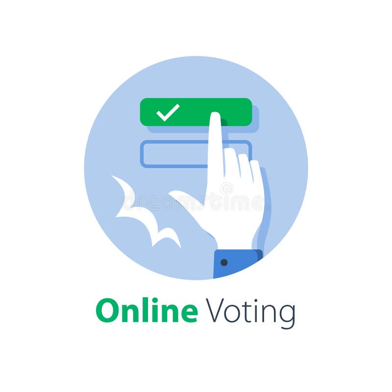 Online Voting, Complete E-form, Push Button with Hand Finger, Select ...