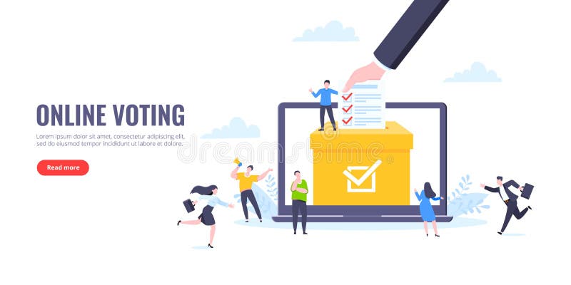 Online Voting Concept Flat Style Design Vector Illustration. Tiny ...