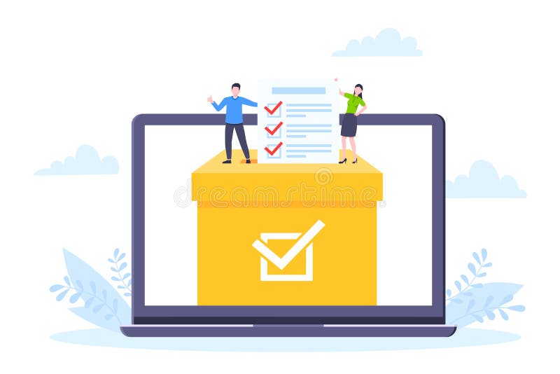 Online Voting Concept Flat Style Design Vector Illustration. Tiny ...