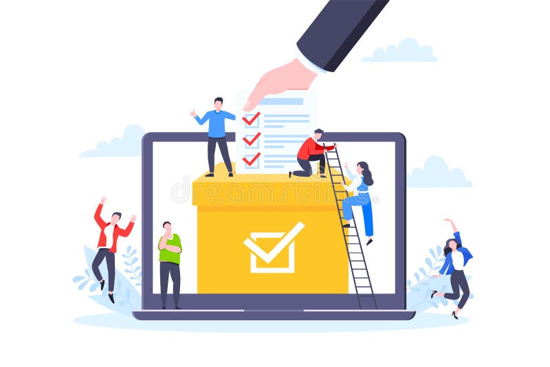 Online Voting Concept Flat Style Design Vector Illustration. Tiny ...