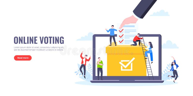 Online Voting Concept Flat Style Design Vector Illustration. Tiny ...