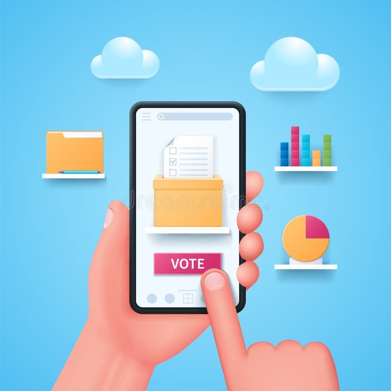 Online Voting Concept Illustrations in 3D Style Stock Vector ...