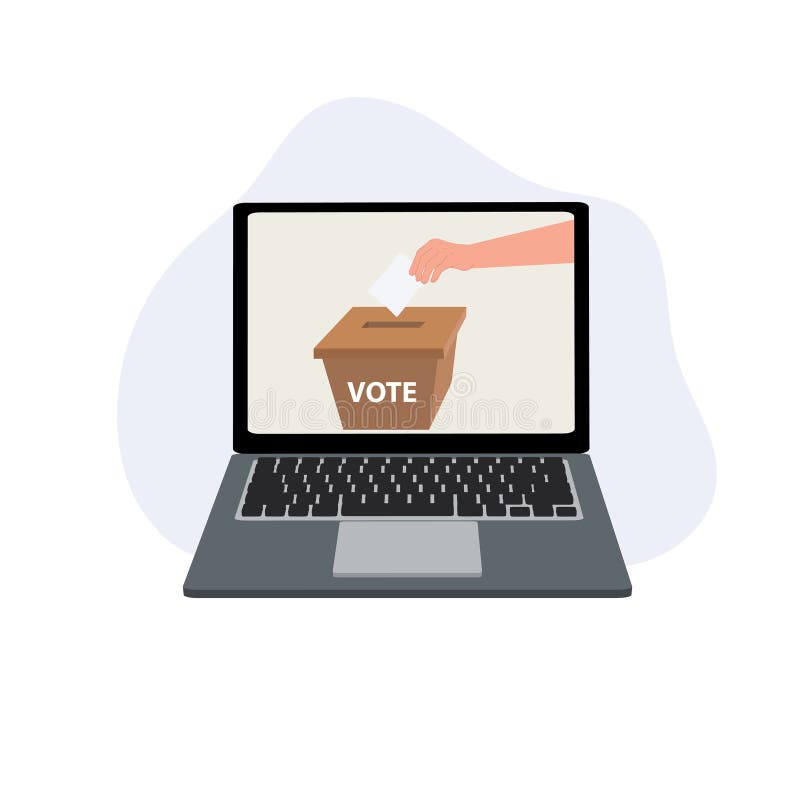 Online Voting System. Election Screen on Laptop for E-Democracy, Remote ...