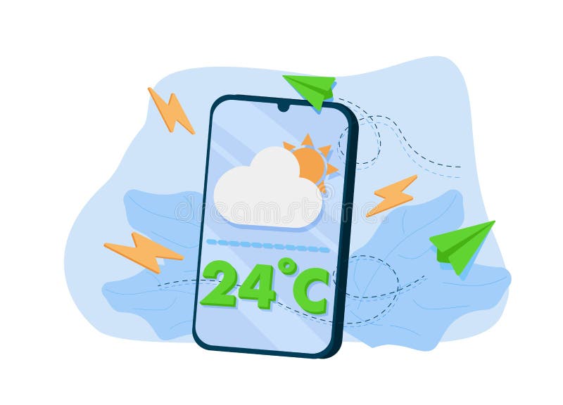 Online Weather on the Modern Smartphone. Weather in Mobile Phone ...