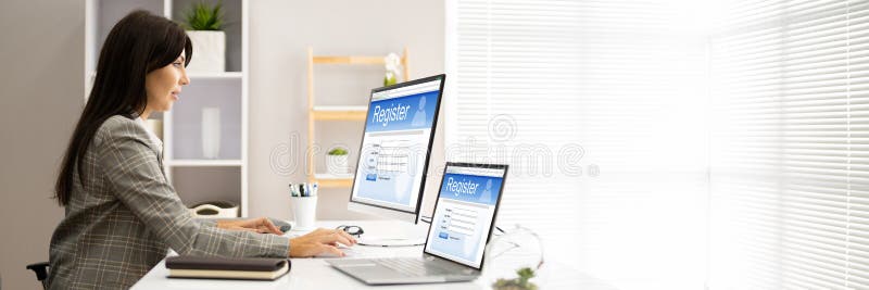 Online Web Registration Form on Website Stock Image - Image of ...