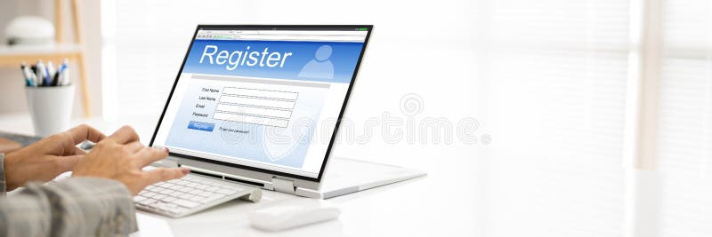 Online Web Registration Form on Website Stock Photo - Image of ...