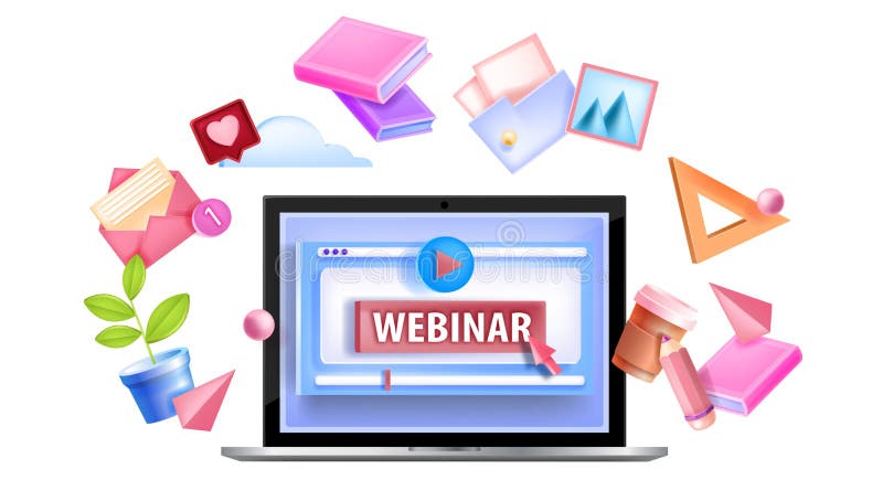 Online Webinar Education Vector Icon, Icon, Logo with Laptop Screen ...