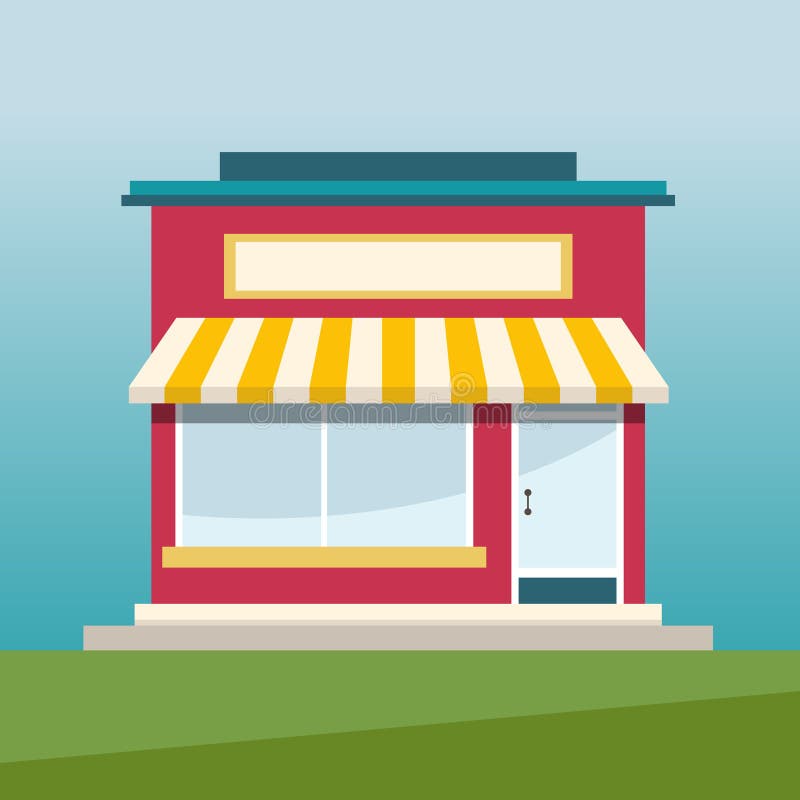 Online winkel vlak ontwerp vector illustratie. Illustration of buiten ...