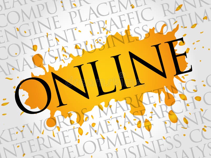 ONLINE word cloud stock illustration. Illustration of design - 202472102