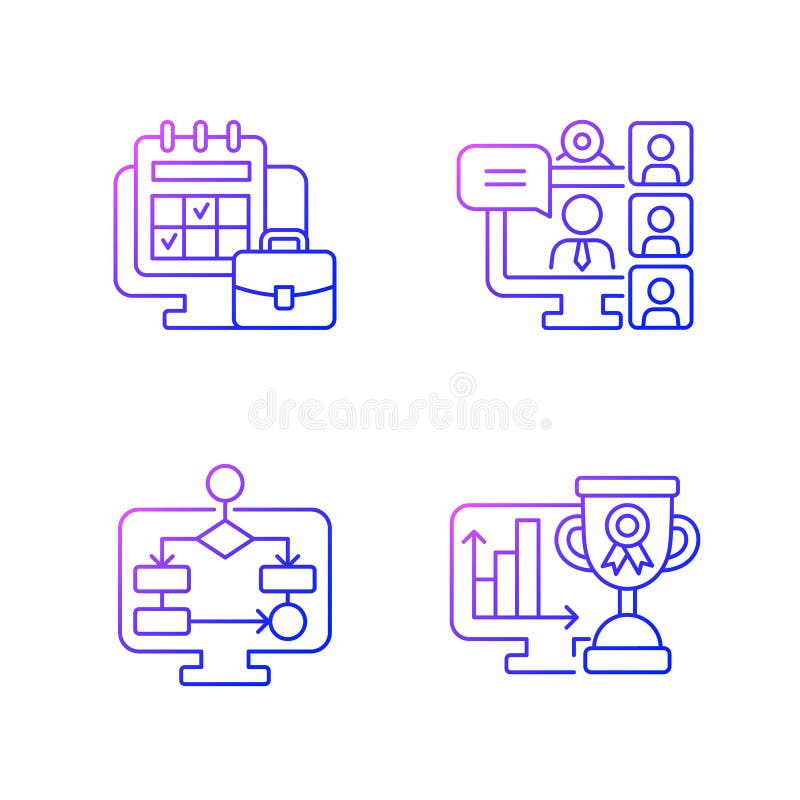 Online Work Tracking Gradient Linear Vector Icons Set Stock Vector ...