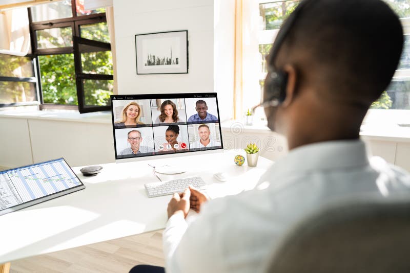 Online Work Video Conference or Webinar Stock Photo - Image of ...
