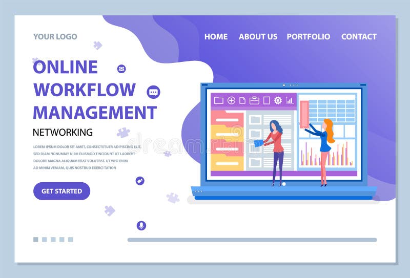 Online Workflow Management Online Website Info Stock Vector ... Online Workflow Management Online Website Info Stock Vector ...