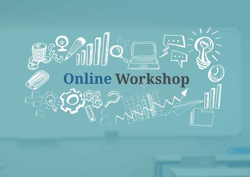 Online Workshop Text with Drawings Graphics Stock Illustration ...