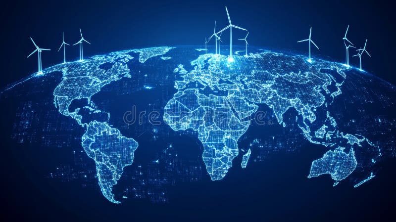 An Online World Map Illustrating Renewable Energy Sources Like Wind ...