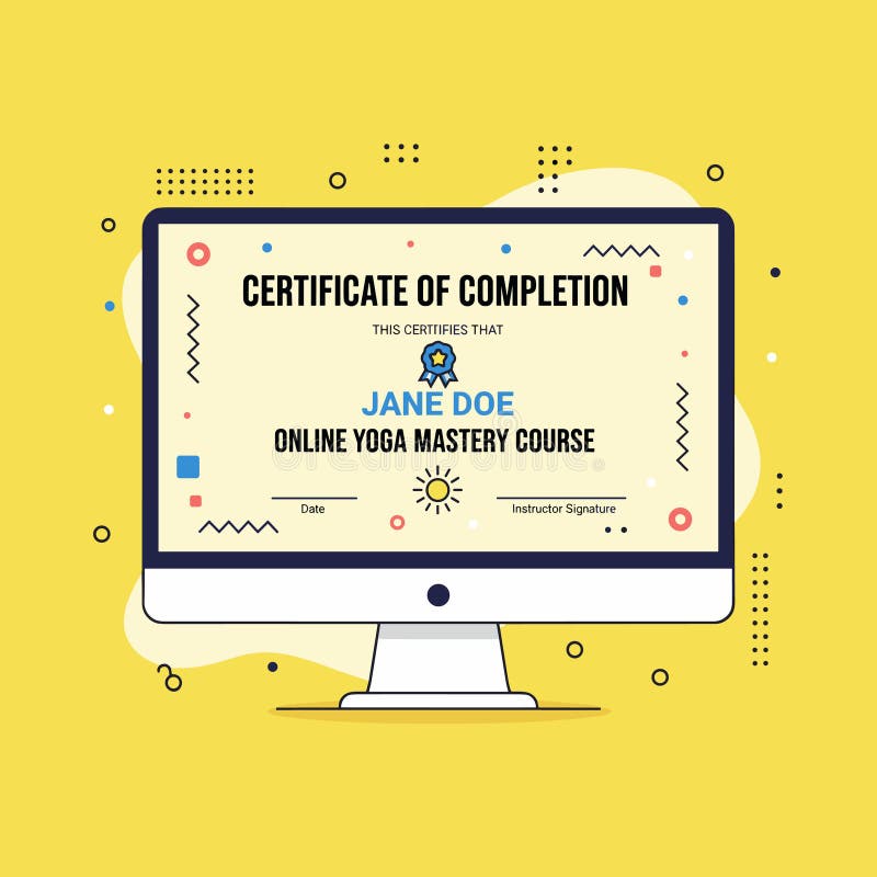 Online Yoga Mastery Course Completion Certificate Displayed on a ...
