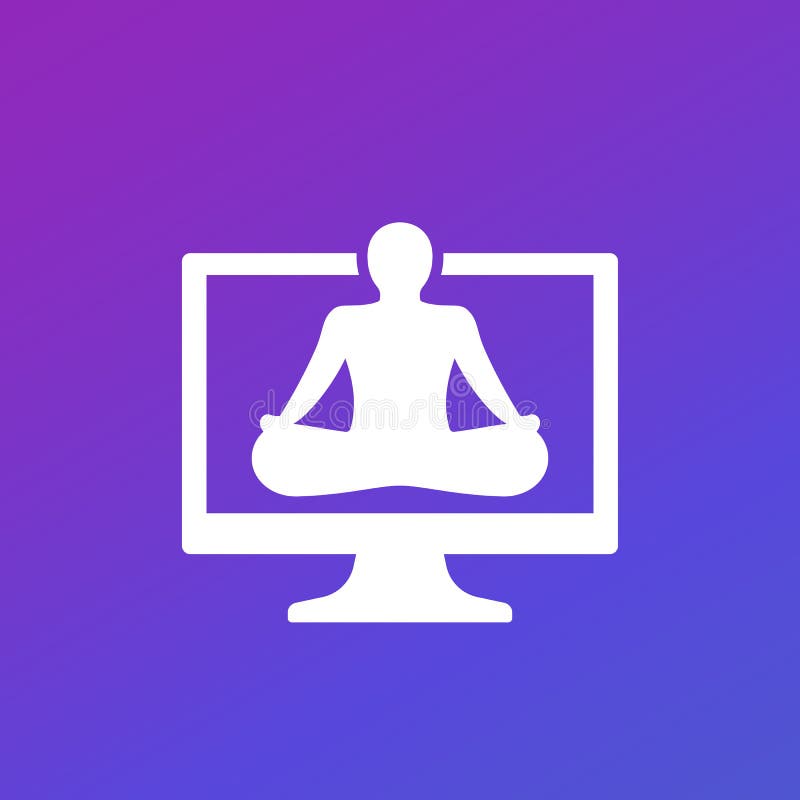 Online Yoga, Remote Training Icon Stock Vector - Illustration of video ...