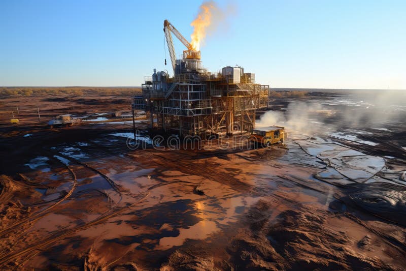 Drilling Rig on Land, Construction Process of a Drilling Rig. Stock ...