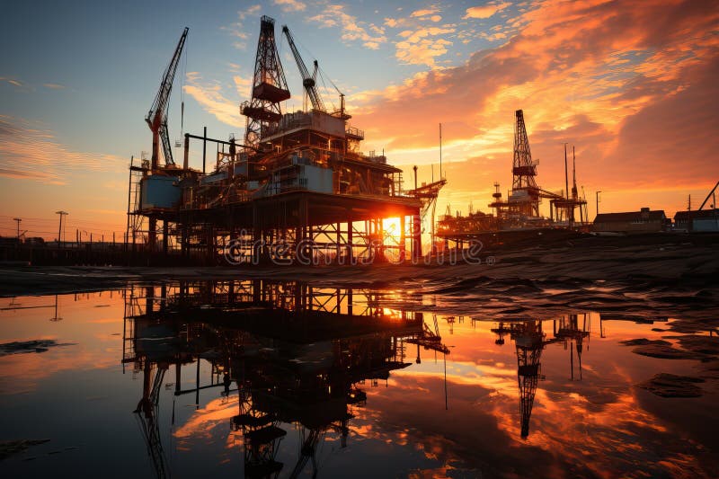 Drilling Rig on Land, Construction Process of a Drilling Rig. Stock ...