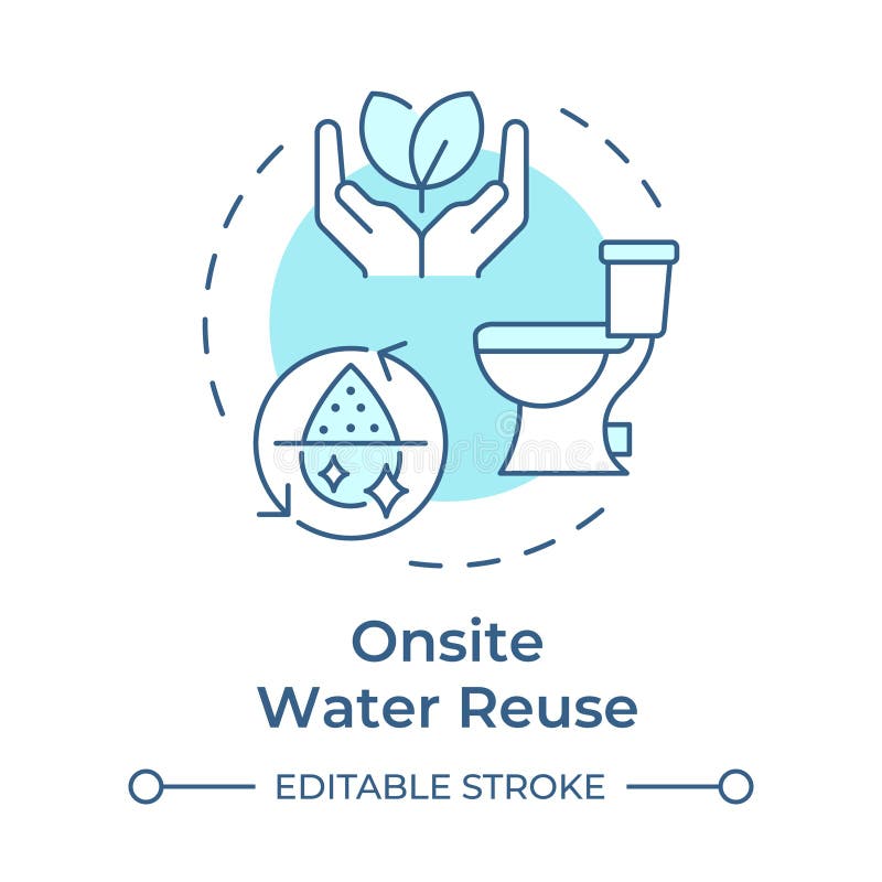 Onsite Water Reuse Soft Blue Concept Icon Stock Vector - Illustration ...