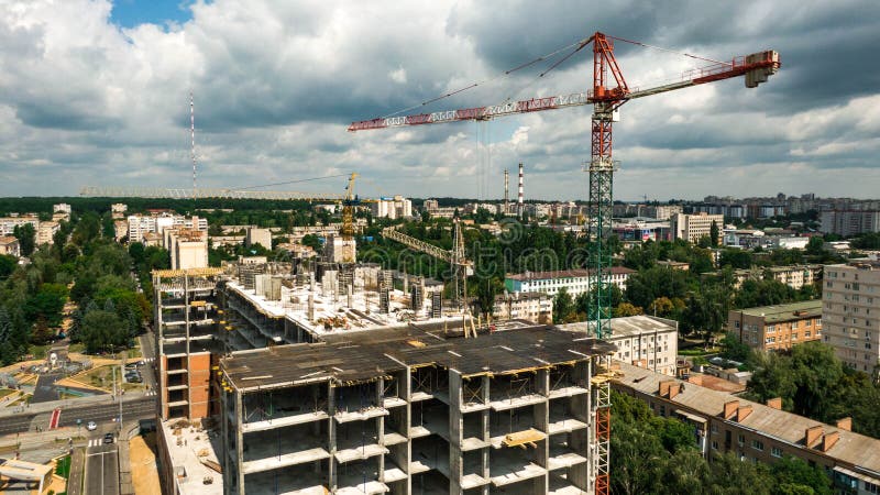 Onstruction Site Background. Under Construction. Crane Near Building ...