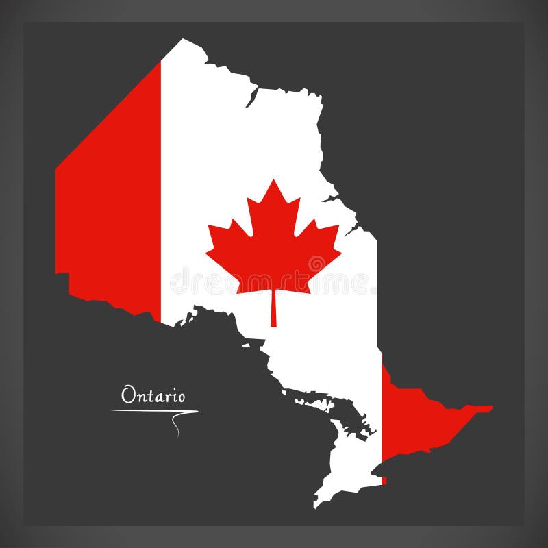 Ontario Map with Canadian Flag - Province Located in East-central ...