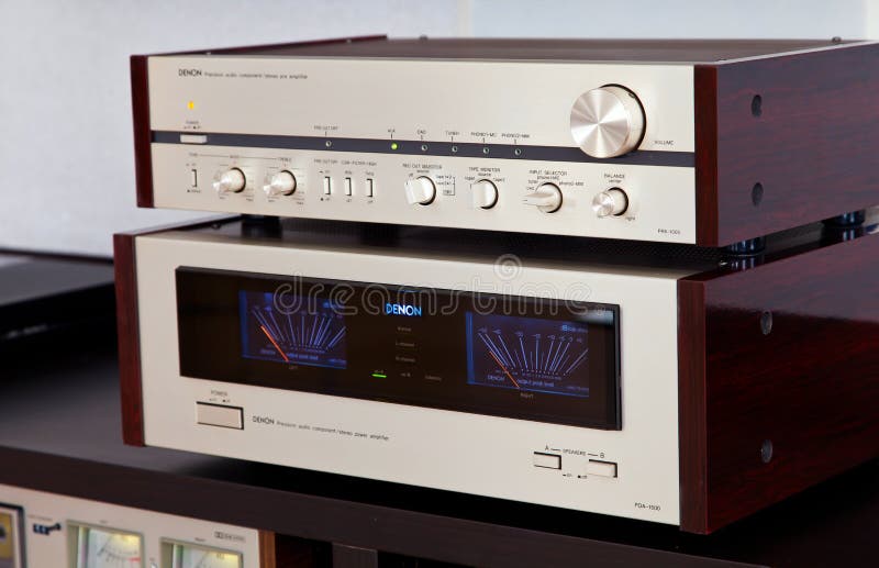 Ontario/Canada - 14 03 2017: Vintage Denon Stereo Amplifiers Stacked ...