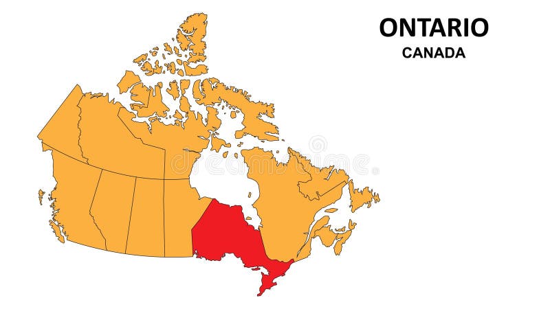 Ontario Map is Highlighted on the Canada Map with Detailed State and ...
