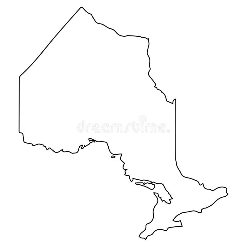 Ontario Province Outline, Canada, Simple Black Border, Geographical Map ...