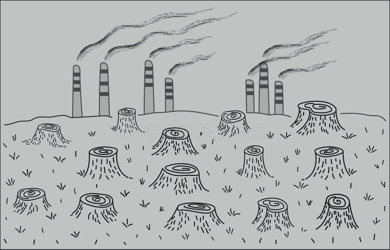 Ontbossing En Milieuvervuiling Vector Illustratie - Illustration of ...