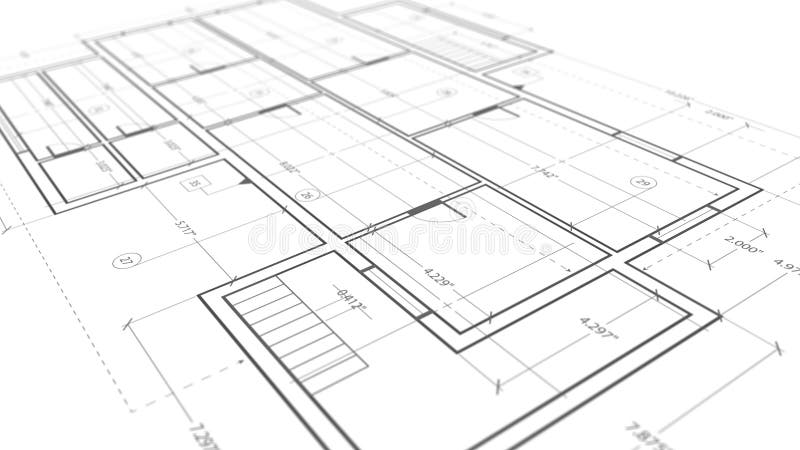 Ontwerp Technische Tekening Achtergrond3d Illustratie Van Het Bouwplan ...