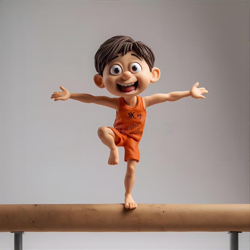 Child Training Gymnastics Cartoon Stock Illustration - Illustration of ...