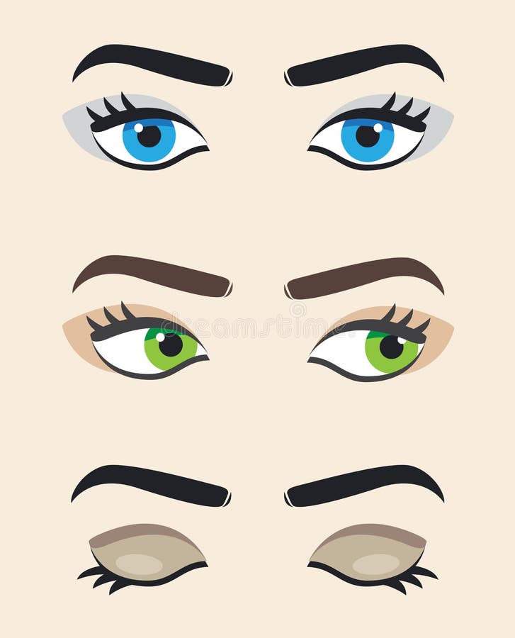 Oogvector Bij Verschillende Posities Mooi Vrouwelijk Oog Ogen Lo Vector Illustratie ...
