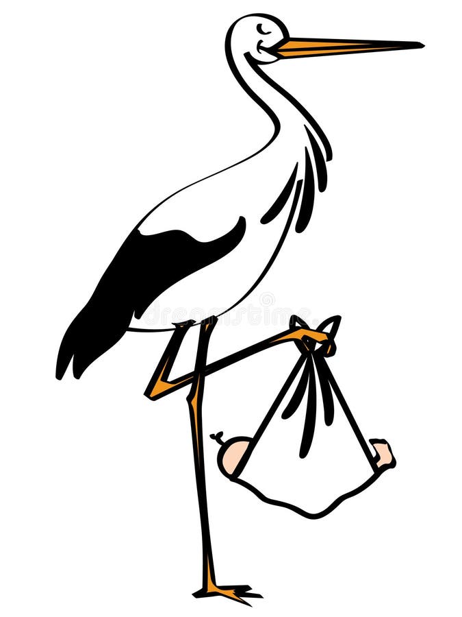 Ooievaar met baby vector illustratie. Illustration of achtergrond ...