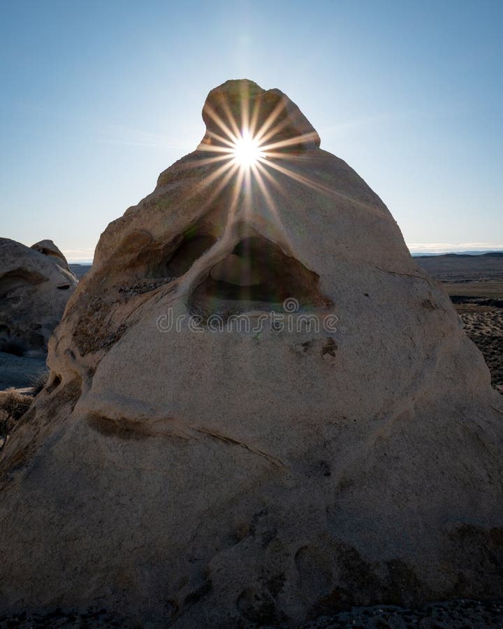Oolite Monolith with a Sun Start Peeking through Stock Image - Image of ...