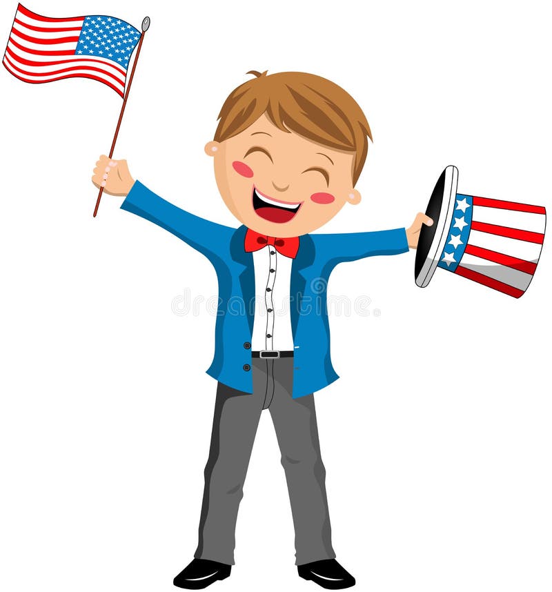 Oom Sam Boy Met Hoed En De Vlag Van De V.S. Vector Illustratie ...