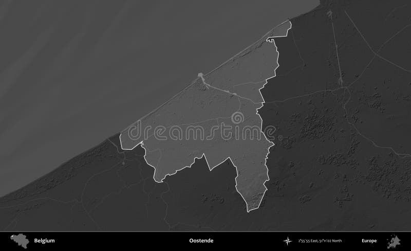 Oostende Highlighted, Belgium. Grayscale Stock Illustration ...