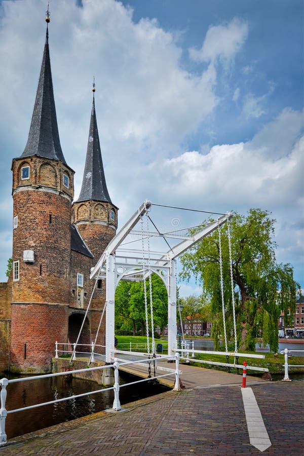 Oostport Eastern Gate of Delft at Night. Delft, Netherlands Stock Photo ...