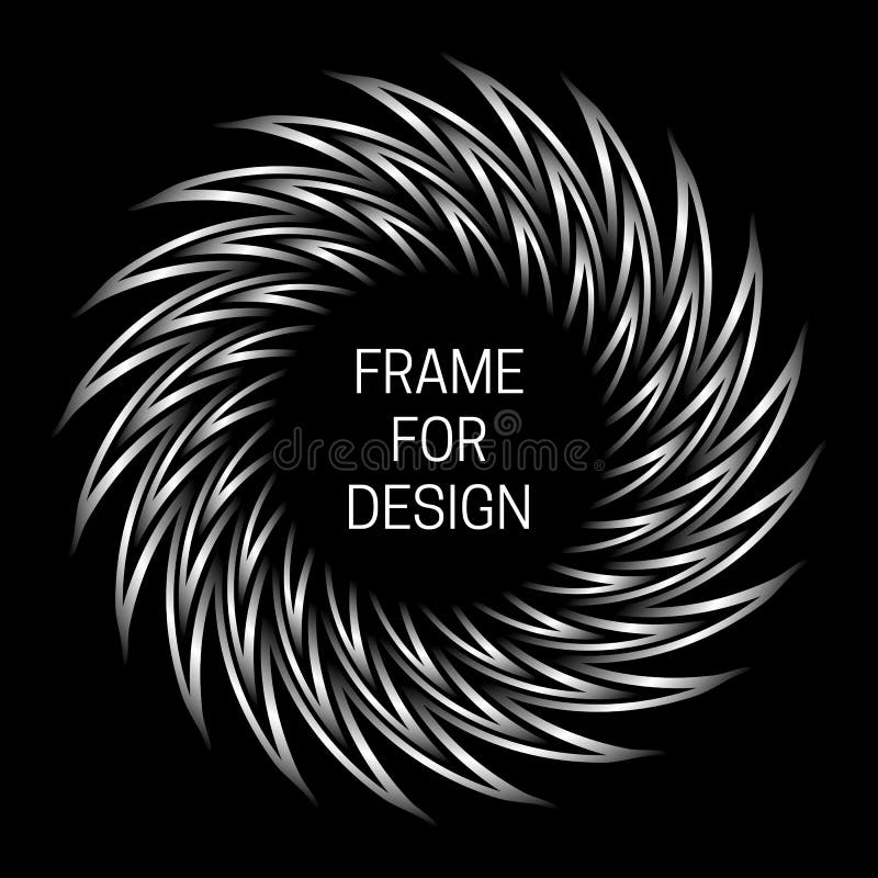 Op Art Circular Toothed Frame with Expanding Black Spot. Monochrome ...