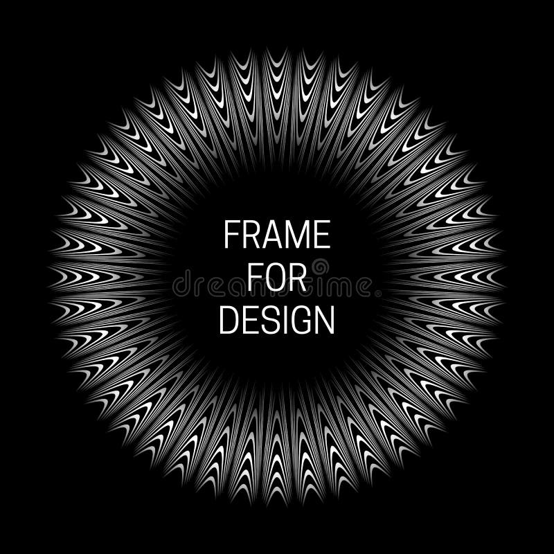 Op Art Circular Trippy Frame for Text. Monochrome Design Element Stock ...