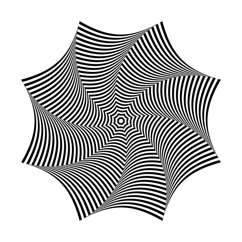 Op Art Design Element. Rotation Striped Lines Pattern Stock Vector ...