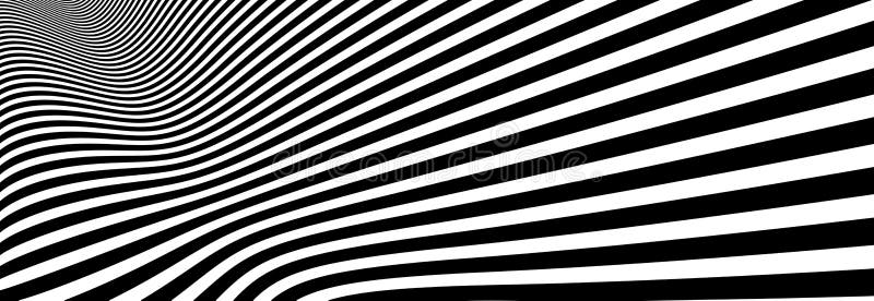 Op Art Distorted Perspective Black and White Lines in 3D Motion ...