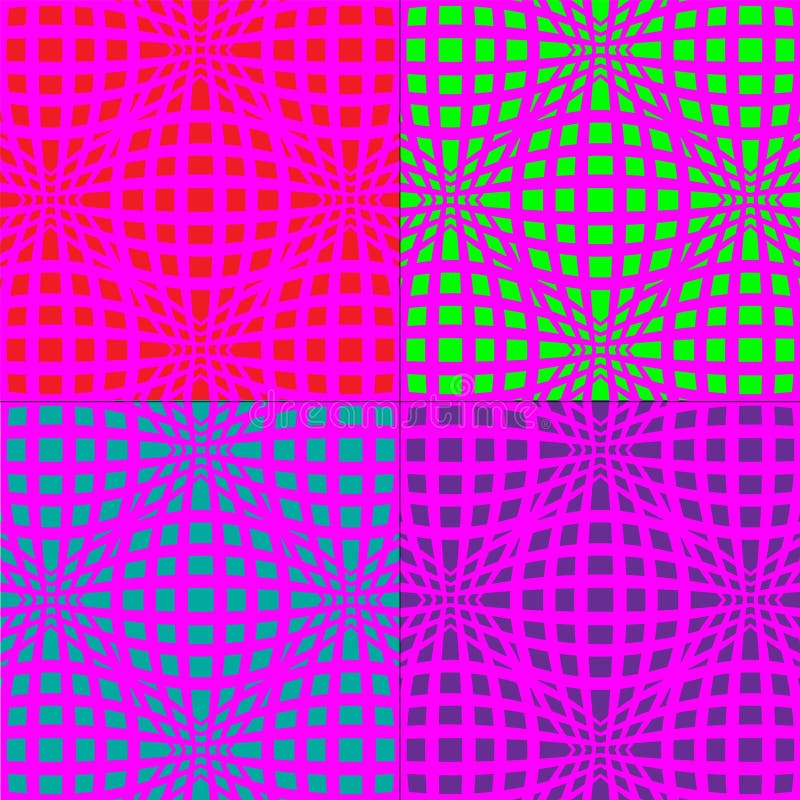 Op Art Grid Vector Patterns with Bright Colors and Pink Stock Illustration - Illustration of ...