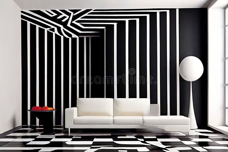Op Art Optical Illusions that Play with the Rooms Simple Geometr Stock ...