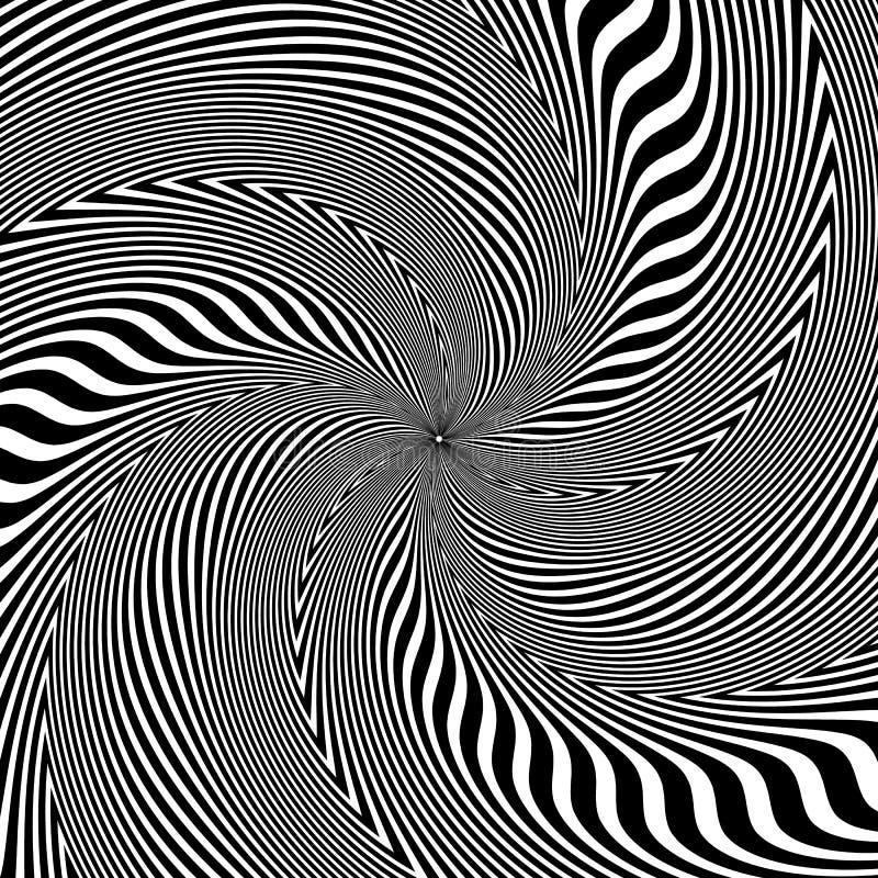 Op Art Spiral Pattern of Swirling Wavy Black Lines. Twisted Striped ...
