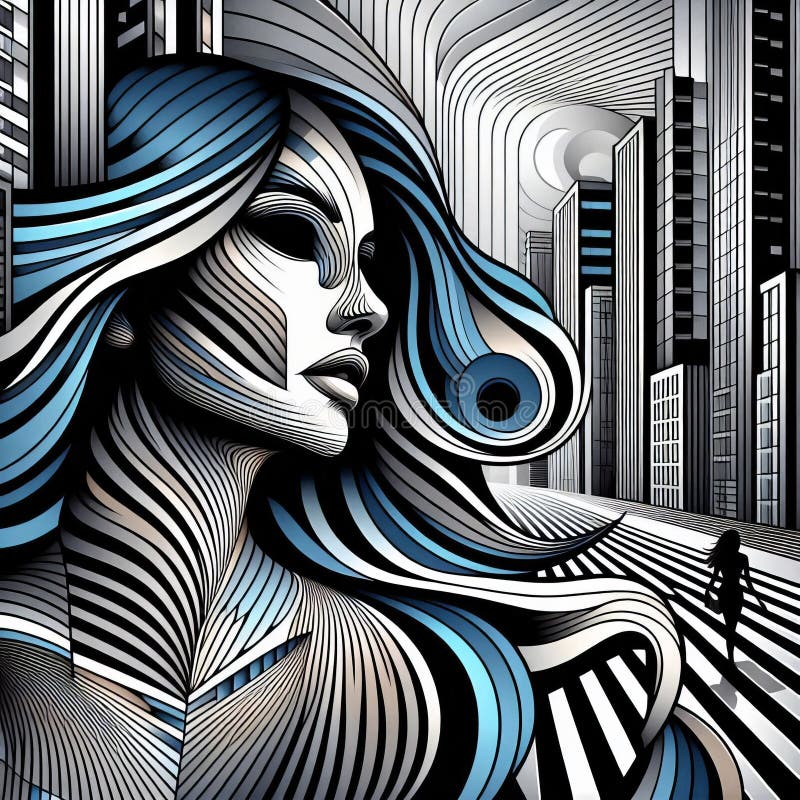 Op Art Style Optical Illusions and Geometric Pattern Stock Illustration ...