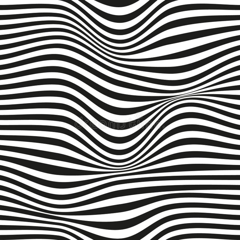 Op Art Wave Seamless Pattern. Stripe Lines Monochrome Waves Optical ...