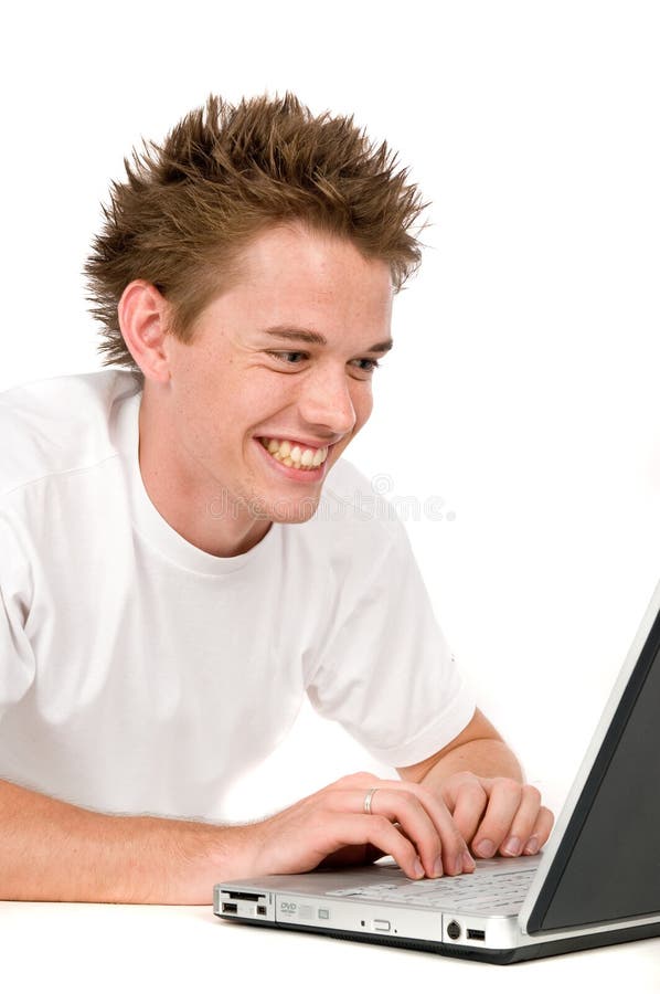 Op de computer stock afbeelding. Image of leugen, spijkerbroek - 5732123