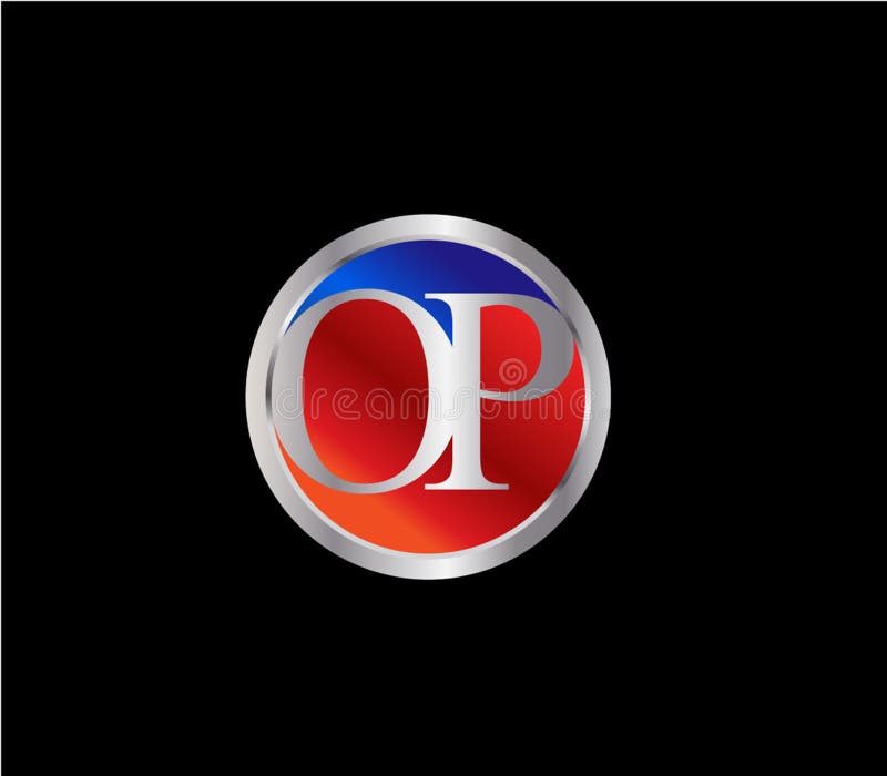OP Initial Circle Shape Red Blue Silver Color Later Logo Design Stock ...